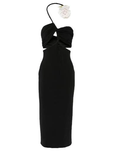 Magda Butrym Floral-appliqué Cutout Midi Dress - Black