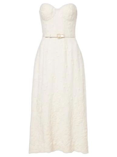 Elie Saab Embroidered Cady Midi Dress - White