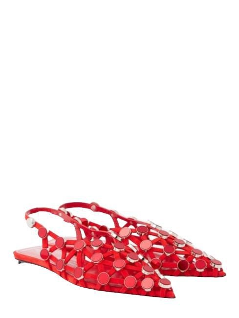 Attico Grid Open-heel Flat Sandals - Red