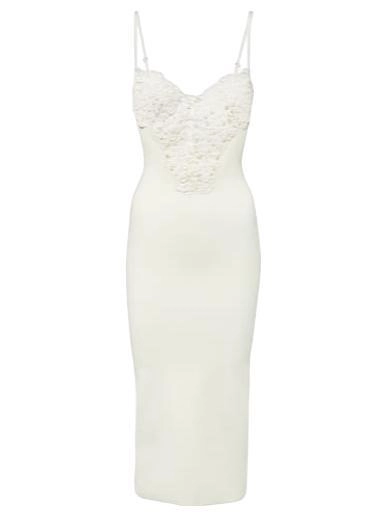 Galvan Sculpted Spiral Midi Dress - White
