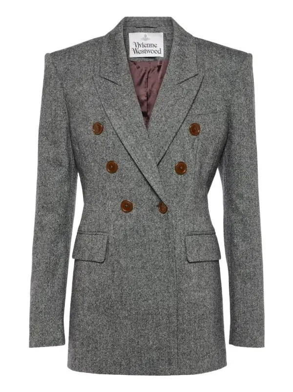 VIVIENNE WESTWOOD Wool-blend Double-breasted Blazer With Notched Lapels - Gray