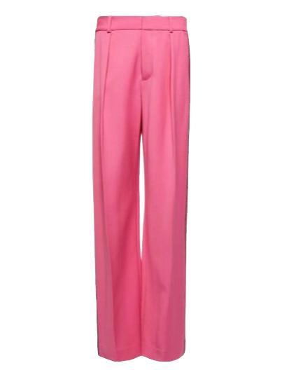 AREA Embellished Wool Wide-leg Pants - Pink