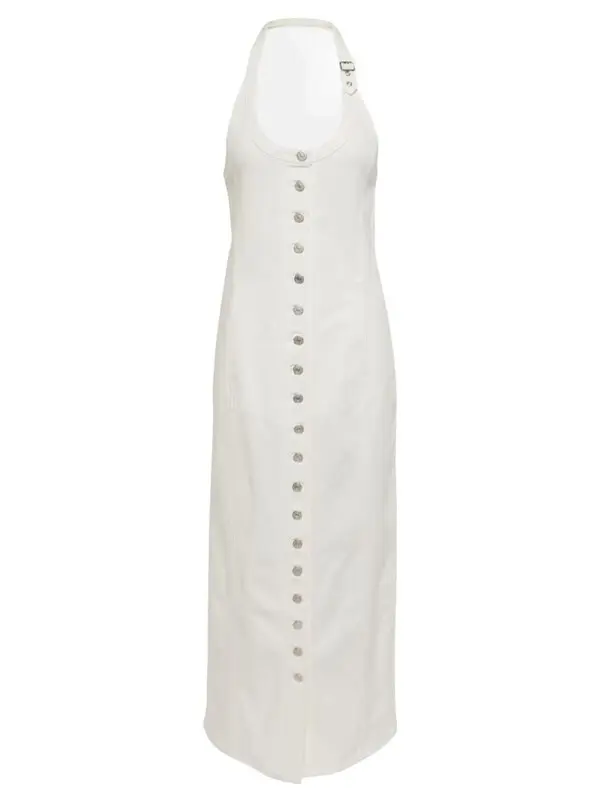 COURREGES Halter Neck Dress With Slit Skirt - White