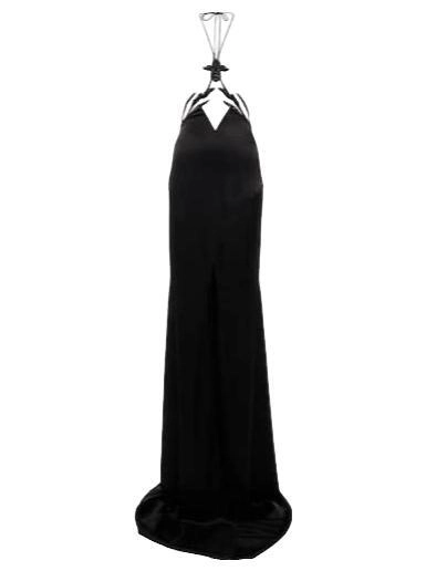 David Koma Embellished Cady And Satin Maxi Gown - Black