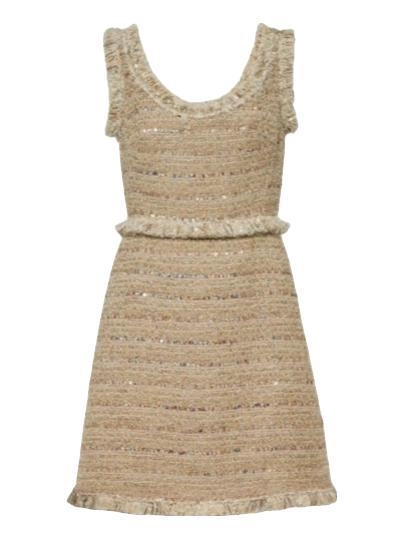 Giambattista Valli Fringed Bouclé Minidress - Nude