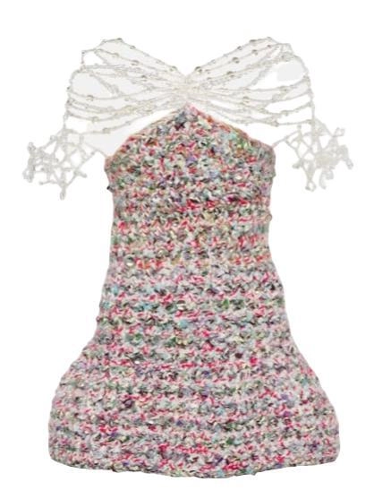 SUSAN FANG Beaded Crochet A-line Minidress - Gray