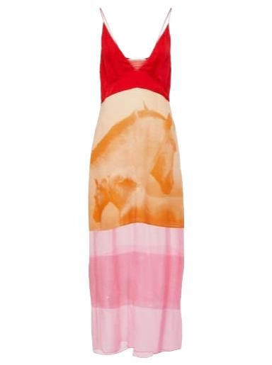 Stella McCartney V-neck Sequined Midi Dress With Artistic Print - Pink