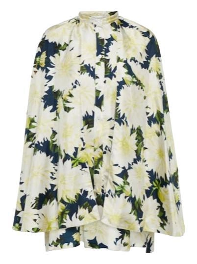 Oscar De La Renta Floral Cotton-blend Blouse - Multicolor