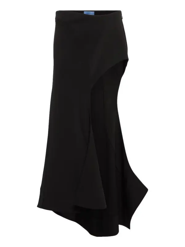 MUGLER Asymmetrical Knitted Midi Skirt - Black