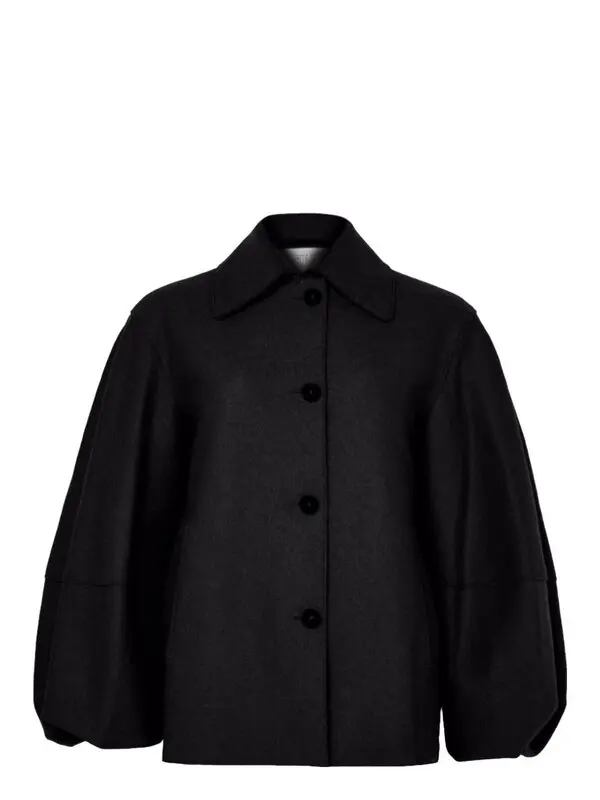 Harris Wharf London Puff-sleeved Pressed Wool Jacket - Black
