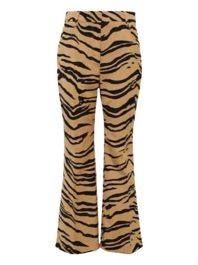 Stella McCartney Tiger-print Wool-blend Flared Pants - Nude