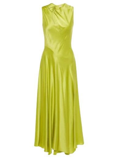 ROKSANDA Alma Gathered Silk Satin Midi Dress - Green