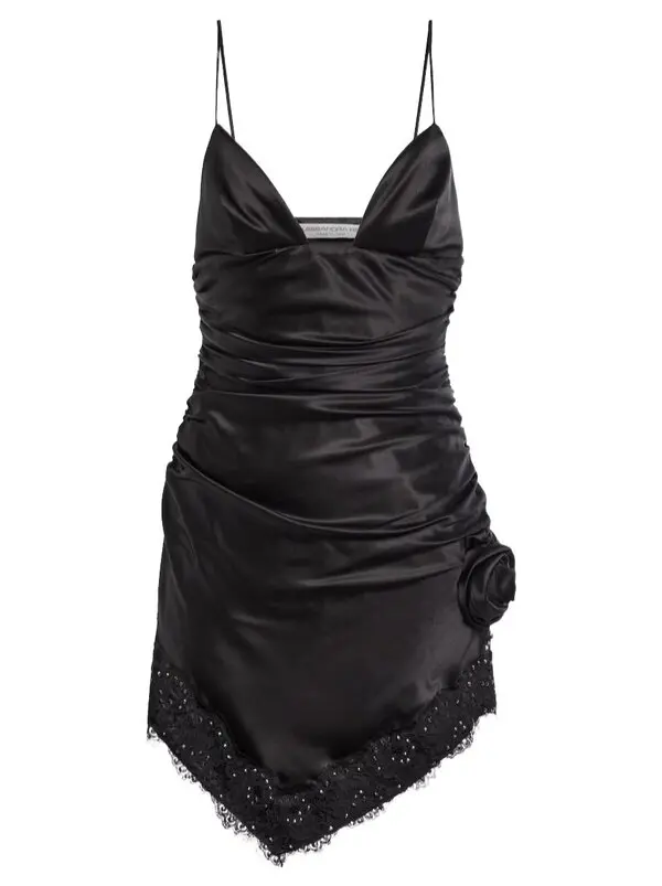 Alessandra Rich Embellished Silk-blend Satin Mini Dress - Black