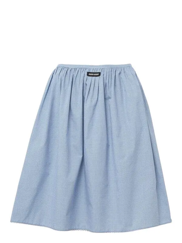 Miu Miu Midi Skirt With Logo Detail - Blue