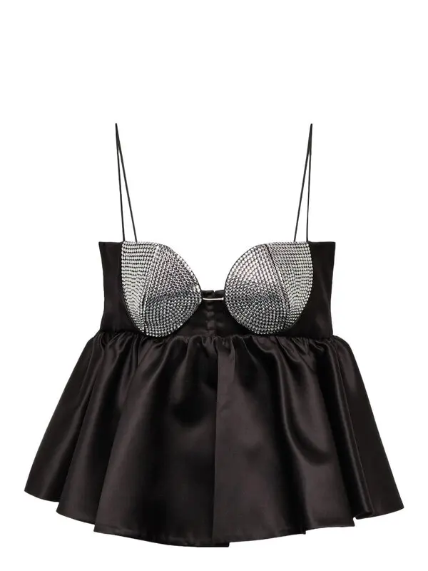 Magda Butrym Embellished Silk-blend Peplum Top - Black
