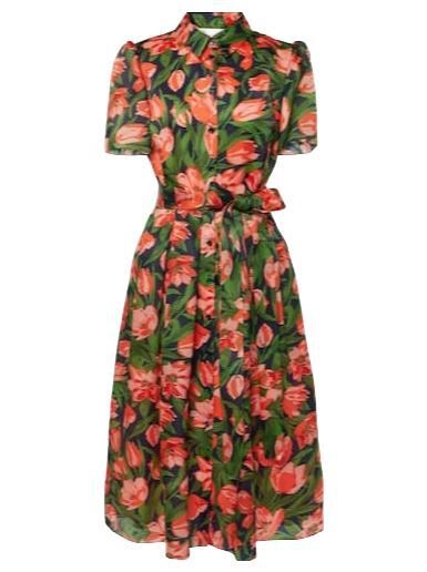 Carolina Herrera Floral Shirt Dress With Belt - Multicolor