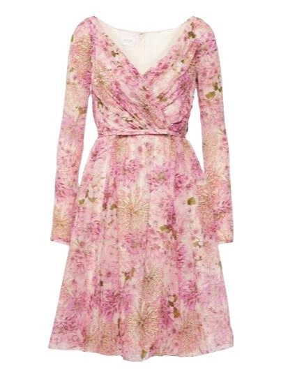 Giambattista Valli Printed Silk Georgette V-neck Minidress - Pink