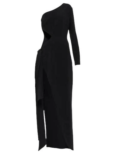 Elie Saab One-shoulder Cutout Gown With Slit And Bow Detail - Black