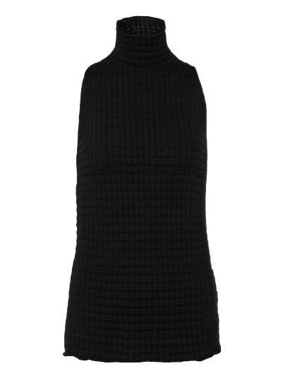 JIL SANDER Sleeveless High Neck Top With Frayed Edges - Black