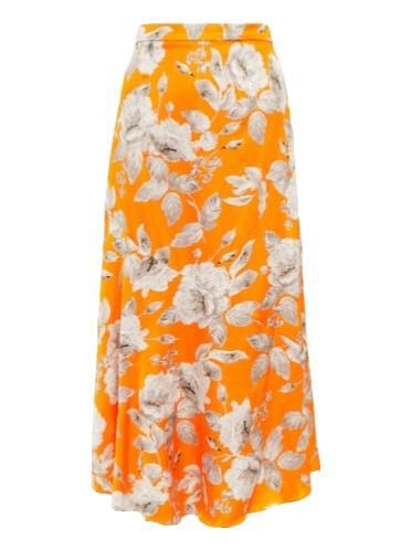 Erdem Griselda Floral Satin Midi Skirt - Nude