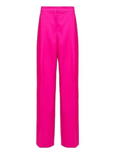 Oscar De La Renta Pleated High-rise Wool And Mohair Full-length Wide-leg Pants - Pink