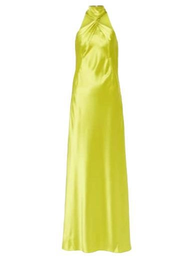 Galvan Portico Halterneck Satin Gown - Yellow