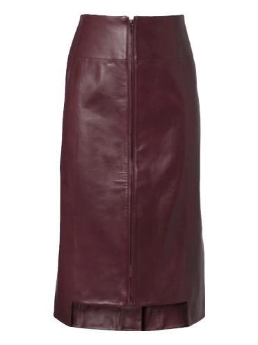 Victoria Beckham Leather Midi Skirt - Red
