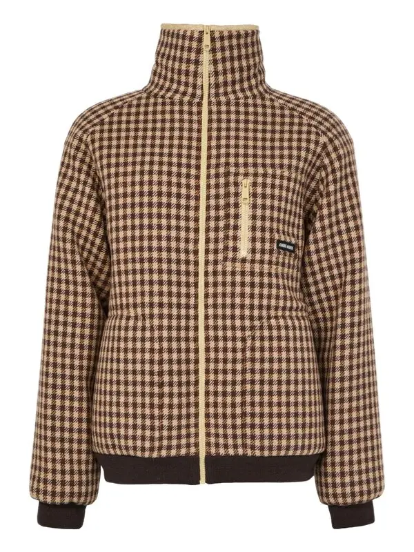 Miu Miu High Collar Zip Up Jacket - Multicolor