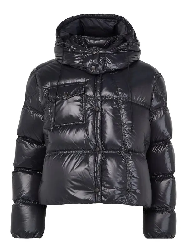 Moncler Erea Down Jacket With High Neck And Glossy Finish - Black