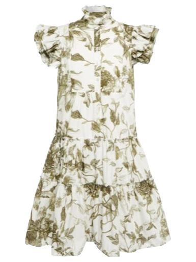 Erdem Pomona Printed Cotton Ruffled Mini Dress - Nude