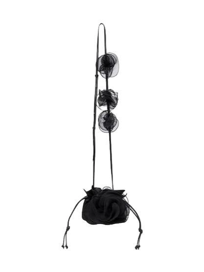 Magda Butrym Small Floral-appliqué Silk Bucket Bag - Black