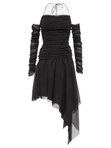 Blumarine Ruched Mini Dress With Detachable Sleeves - Black