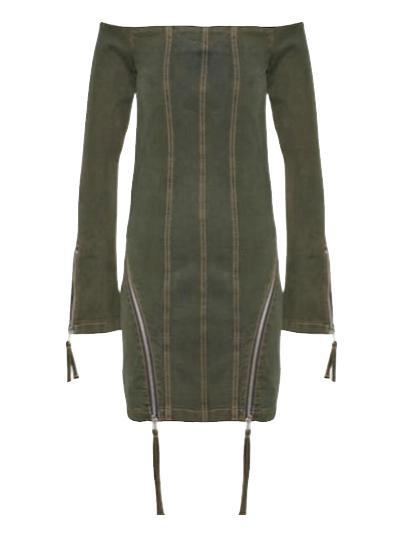 Blumarine Off-shoulder Denim Minidress - Black