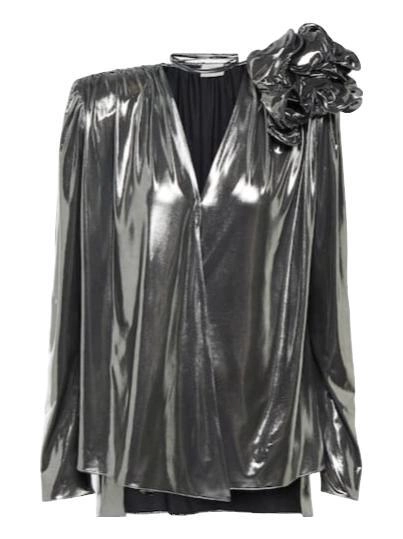 Magda Butrym Appliqué Metallic Blouse - Black
