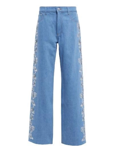 Magda Butrym Embroidered Wide-leg Jeans - Blue