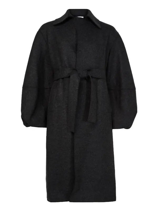 Harris Wharf London Pressed Wool Puff-sleeved Coat - Grey