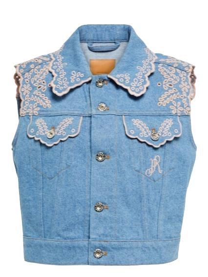 Rabanne Embroidered Denim Vest - Blue