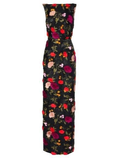 Erdem Embroidered Floral Jacquard Gown - Black