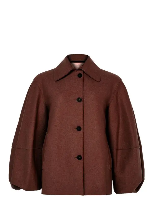 Harris Wharf London Puff-sleeved Pressed Wool Jacket - Red