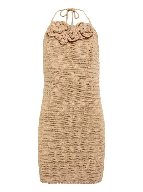 Magda Butrym Crochet Halter Neck Minidress - Nude