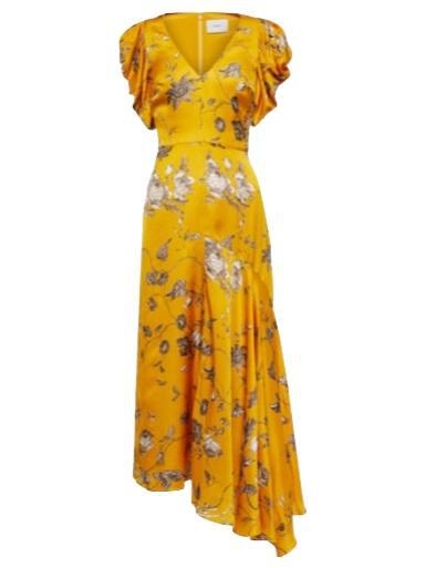 Erdem Floral Satin Midi Dress - Brown