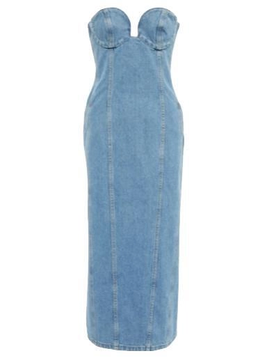 Magda Butrym Denim Bustier Midi Dress - Blue