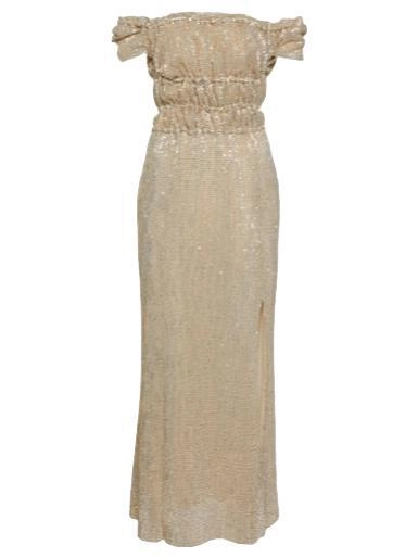 Altuzarra Embellished Silk Blend Off-the-shoulder Gown - Nude