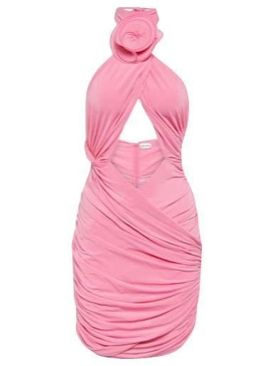 Magda Butrym Floral Appliqué Silk-blend Minidress - Pink