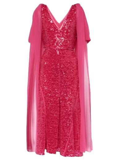 Erdem Sequined Midi Dress With Cape Effect - Red