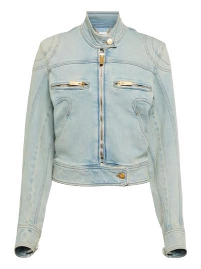 Blumarine Zip-up Denim Jacket - Gray