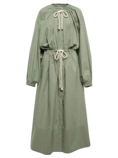 JIL SANDER Drawstring Cotton Poplin Midi Dress - Green