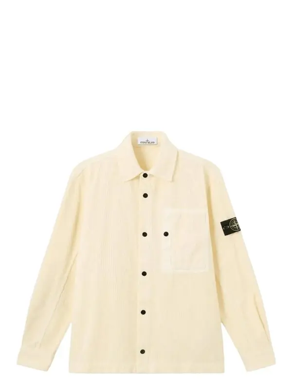 Stone Island Snap-button Shirt Jacket With Chest Pockets - Ivory