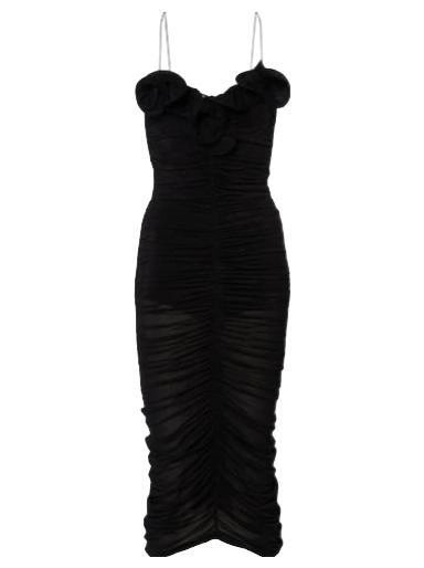Magda Butrym Ruffled Ruched Jersey Midi Dress - Black
