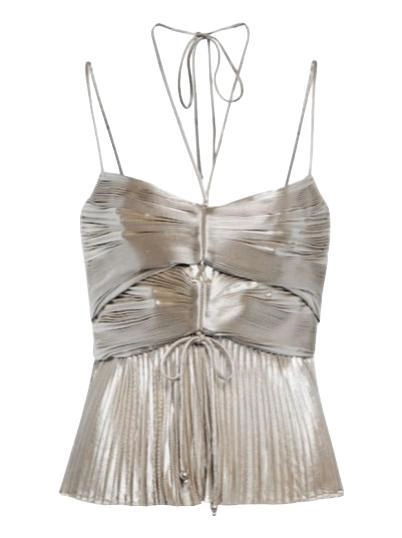 Altuzarra Justin Halterneck Lamé Peplum Top - Gray